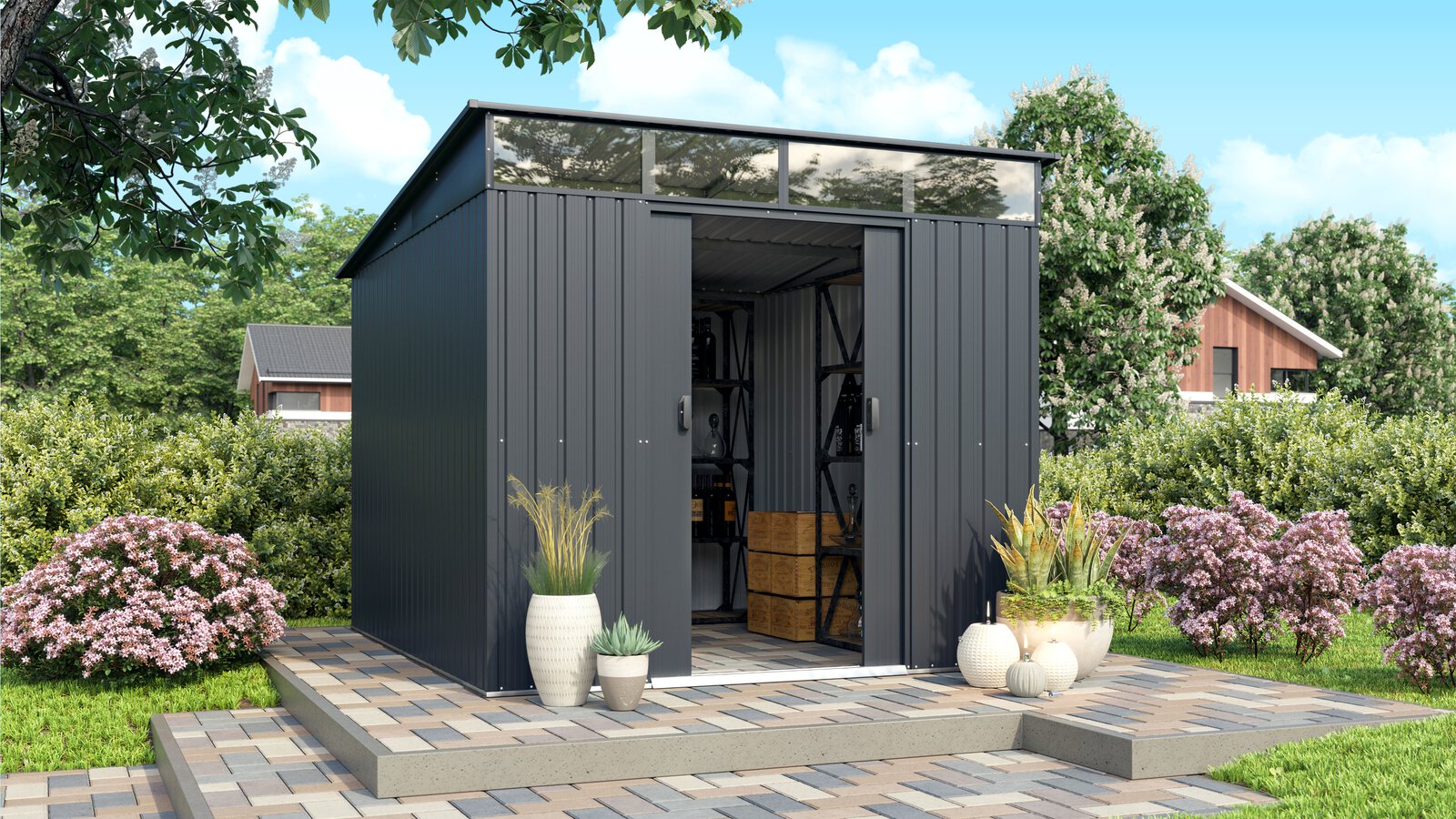 Gerätehaus Lübeck 89, anthrazit matt - Set | Pergart | ZGONC