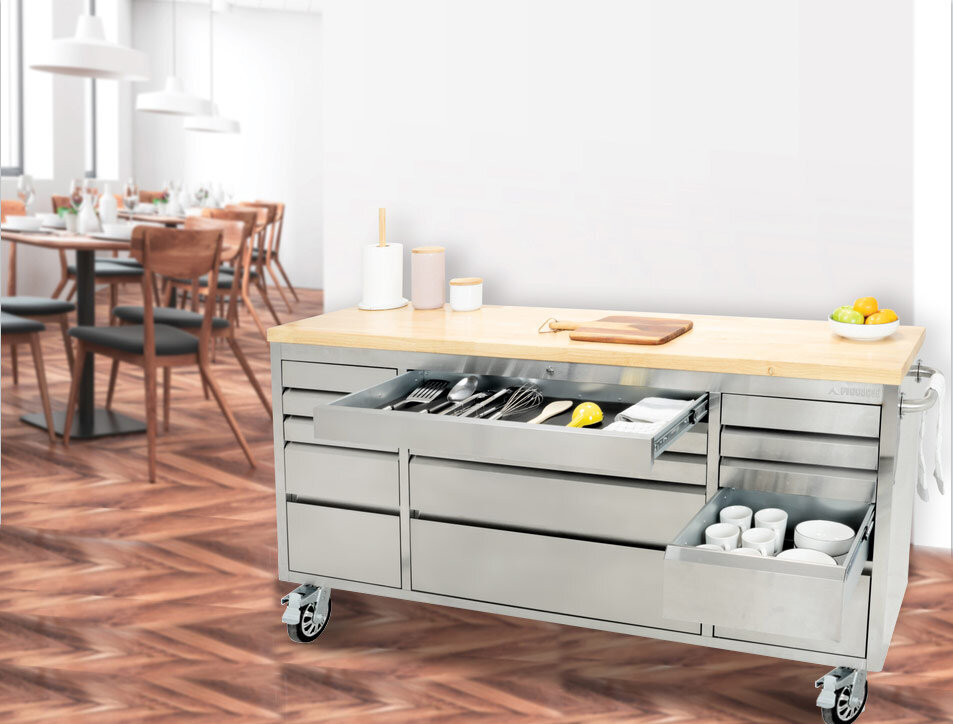 Werkstattwagen + Werkbank Edelstahl | PINNACLE | ZGONC