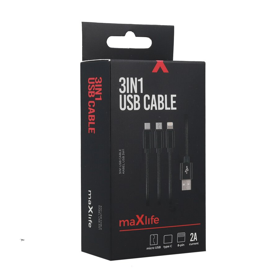 3in1 USB Ladekabel für USB-C, Lightning und Micro USB