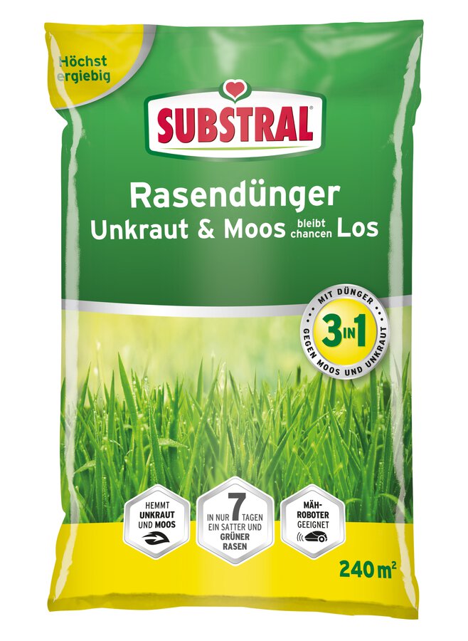 Rasendünger Moos & Unkrautlos 3in1 | SUBSTRAL | ZGONC